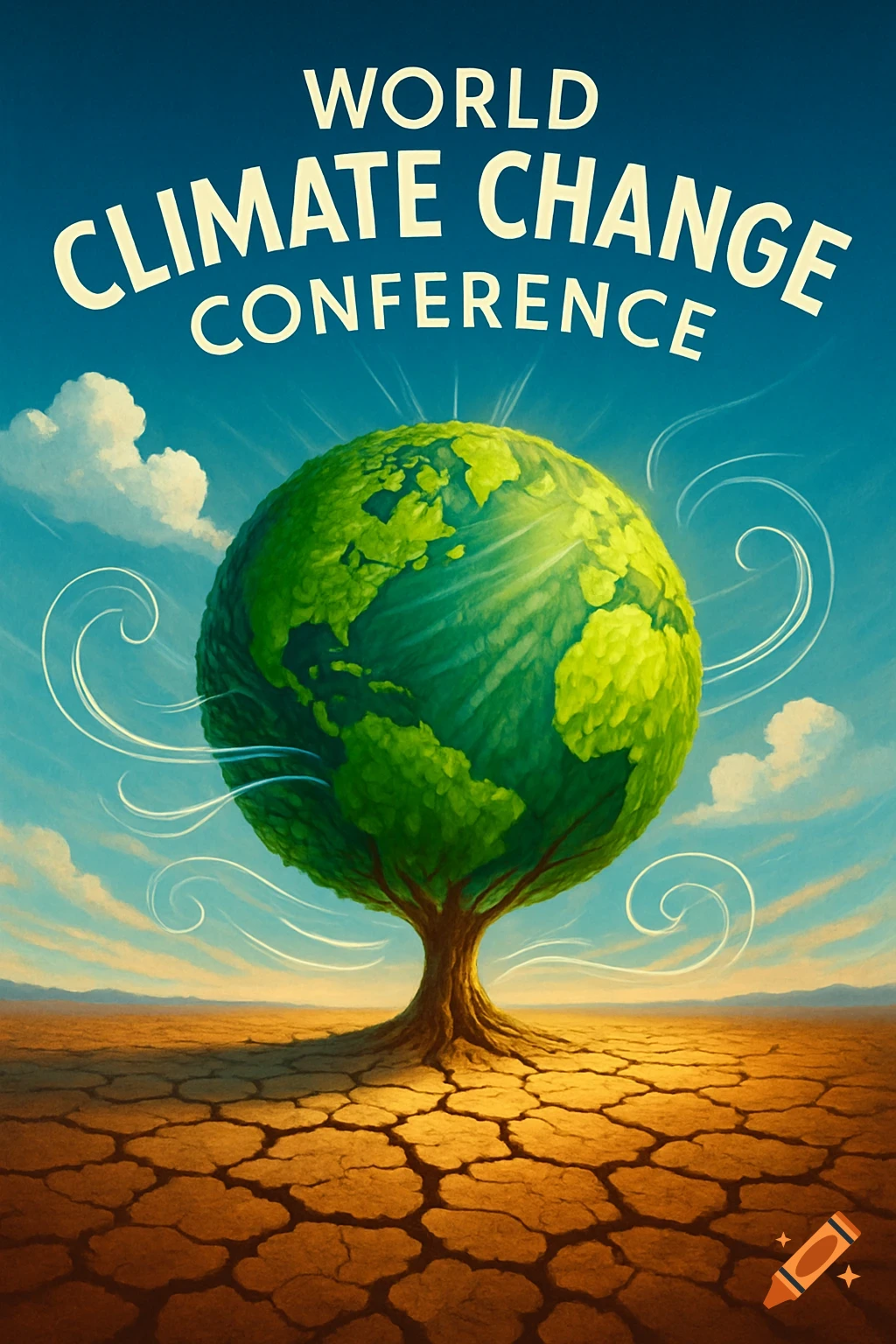 Poster for climate change showing a dying plant in cracked earth under ...