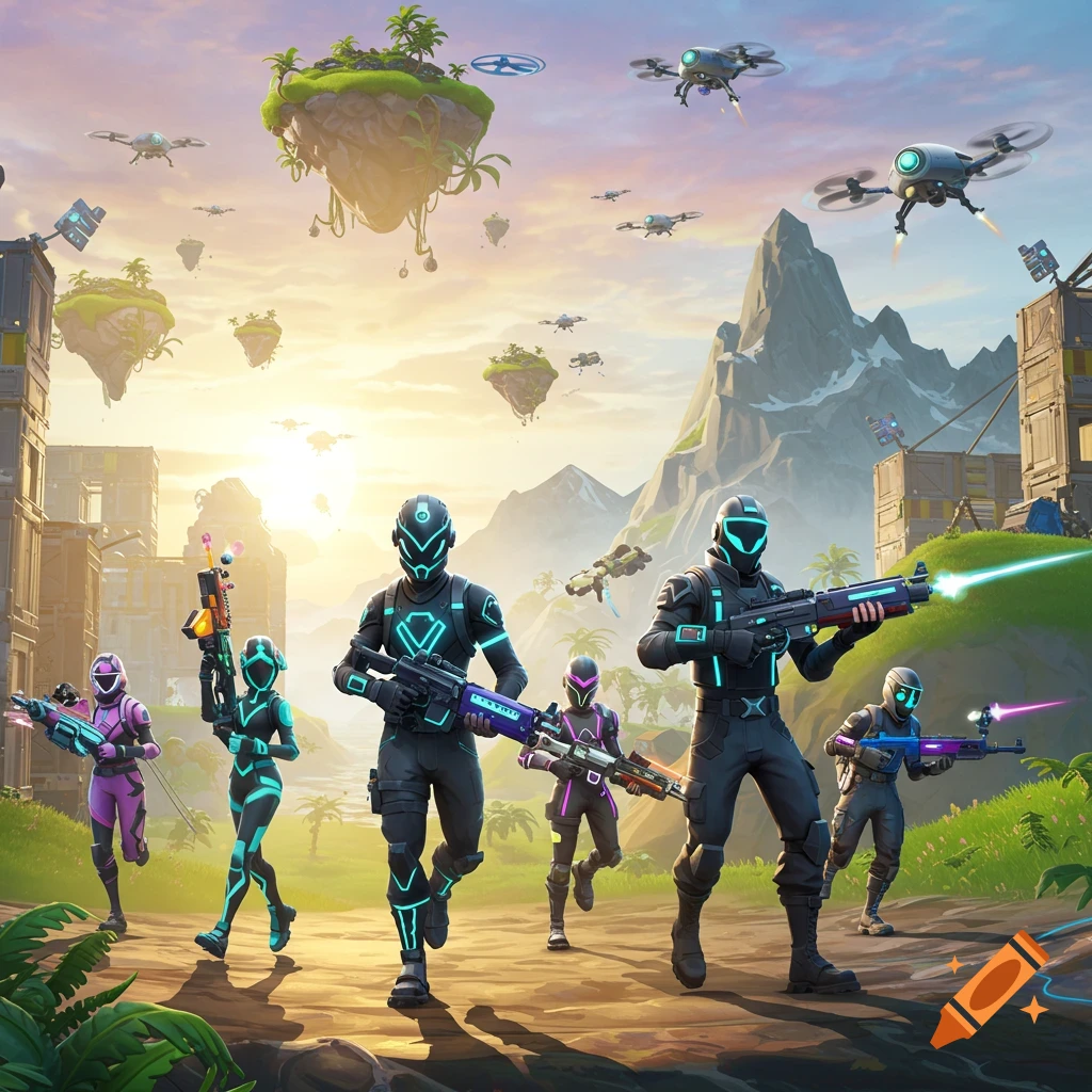 Fortnite 1v1 map thumbnail featuring characters building in high ...