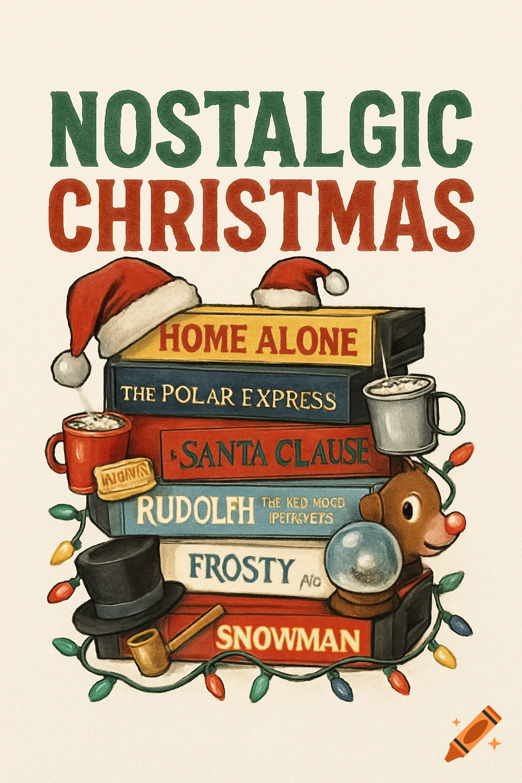 A Roy Lichtenstein-style Christmas greeting card with a green tree, red ...