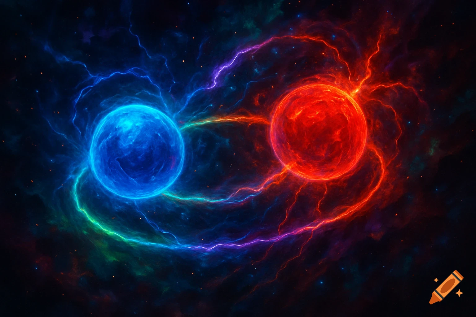 A vibrant cosmic explosion in deep space with glowing plasma and debris ...