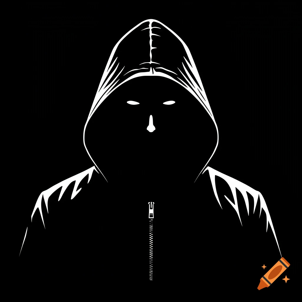 Cartoon illustration of a head wearing a black helmet, ski mask, and ...