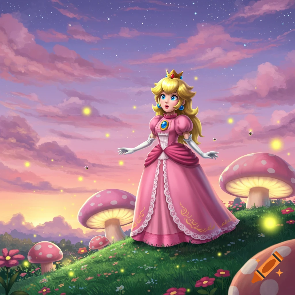 Princess Peach screaming in fear as a Piranha Plant eats her in a dark ...