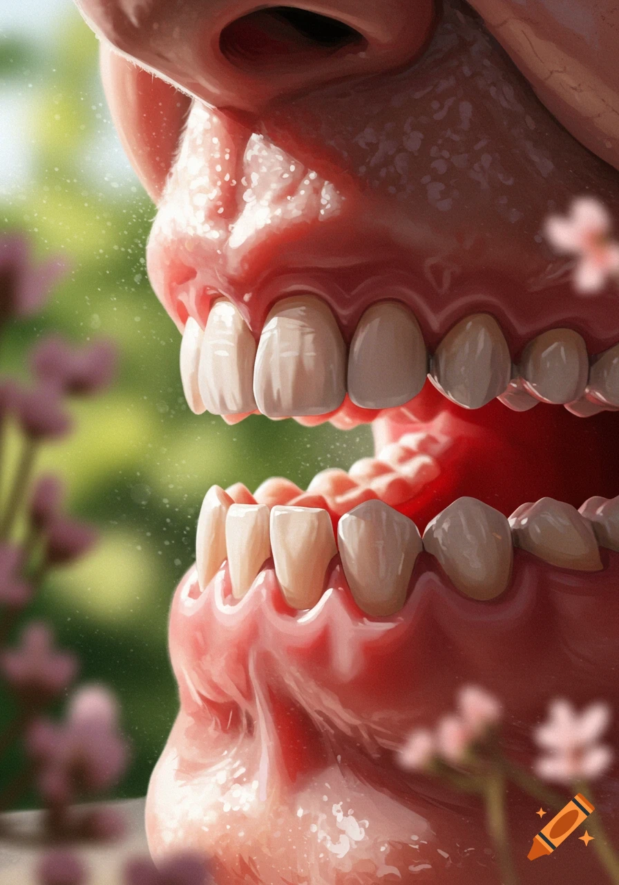 Stylized artistic illustration of a human molar tooth with abstract ...