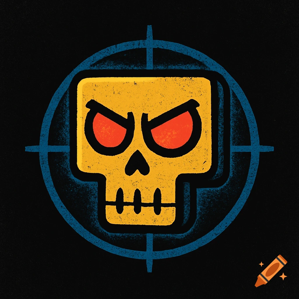 Black-and-white VHS-distorted art of a metal mask blending into a ...