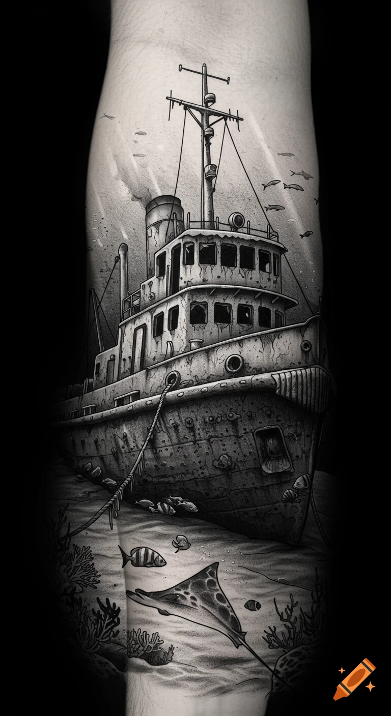 Tangled+boat+tattoo created on Craiyon