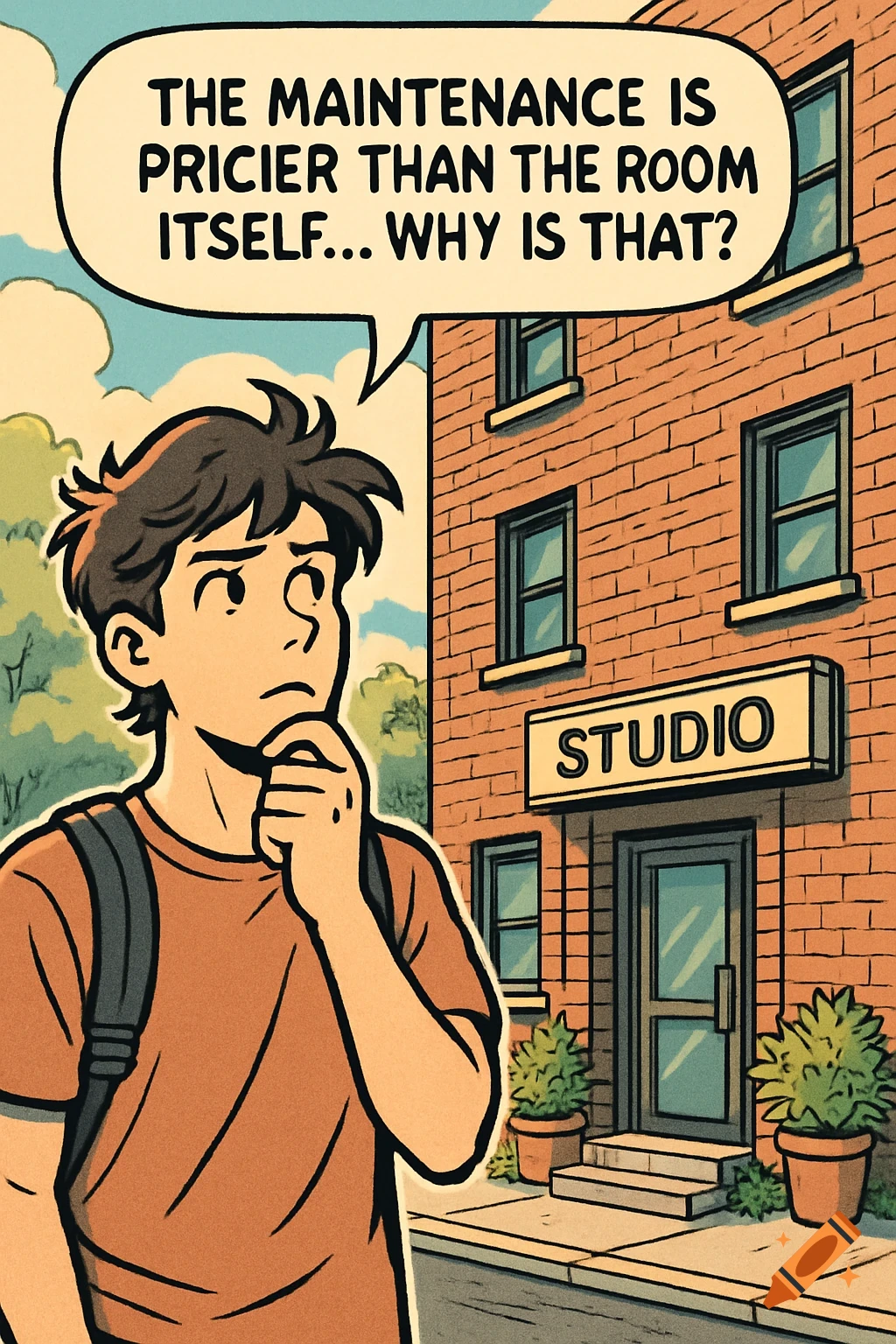 Struggles+cartoon created on Craiyon