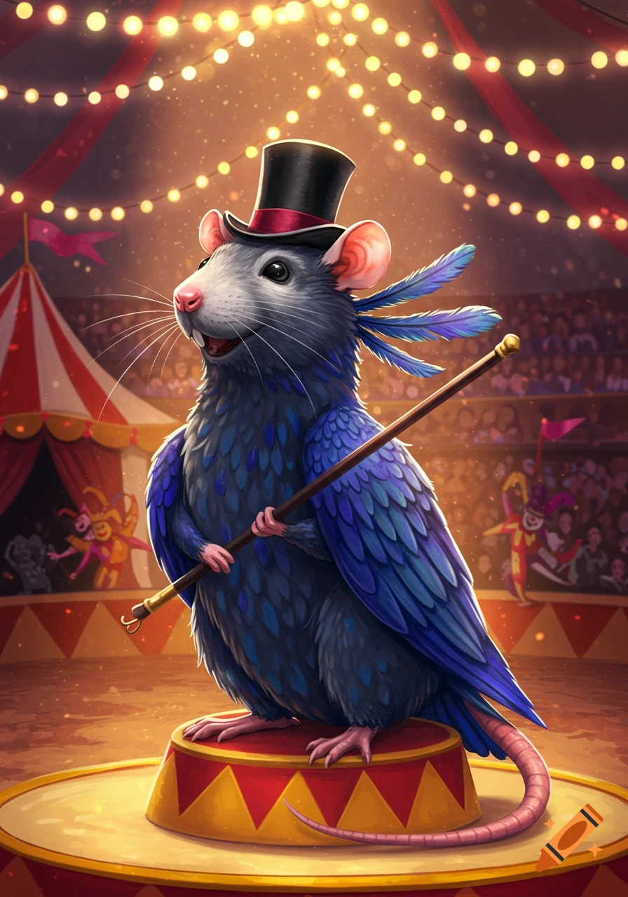 Fat rat with top hat and monocle on Craiyon