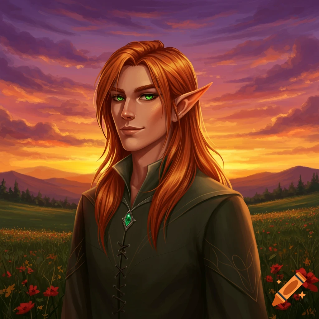 A young female aasimar celestial sorcerer with copper hair and golden ...
