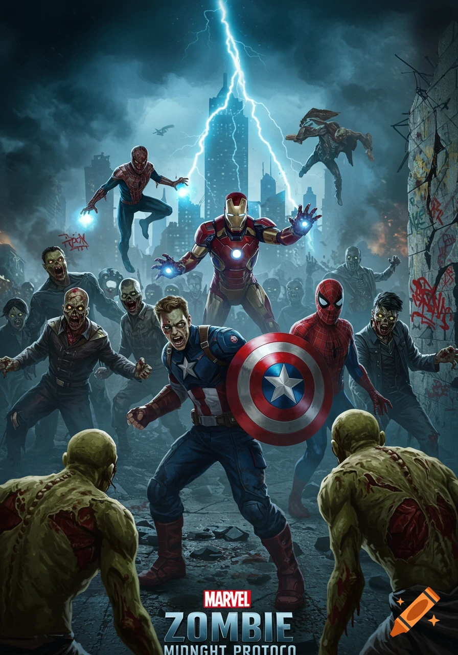 A dark-skinned man in a high-tech suit, half ice and half fire, stands ...