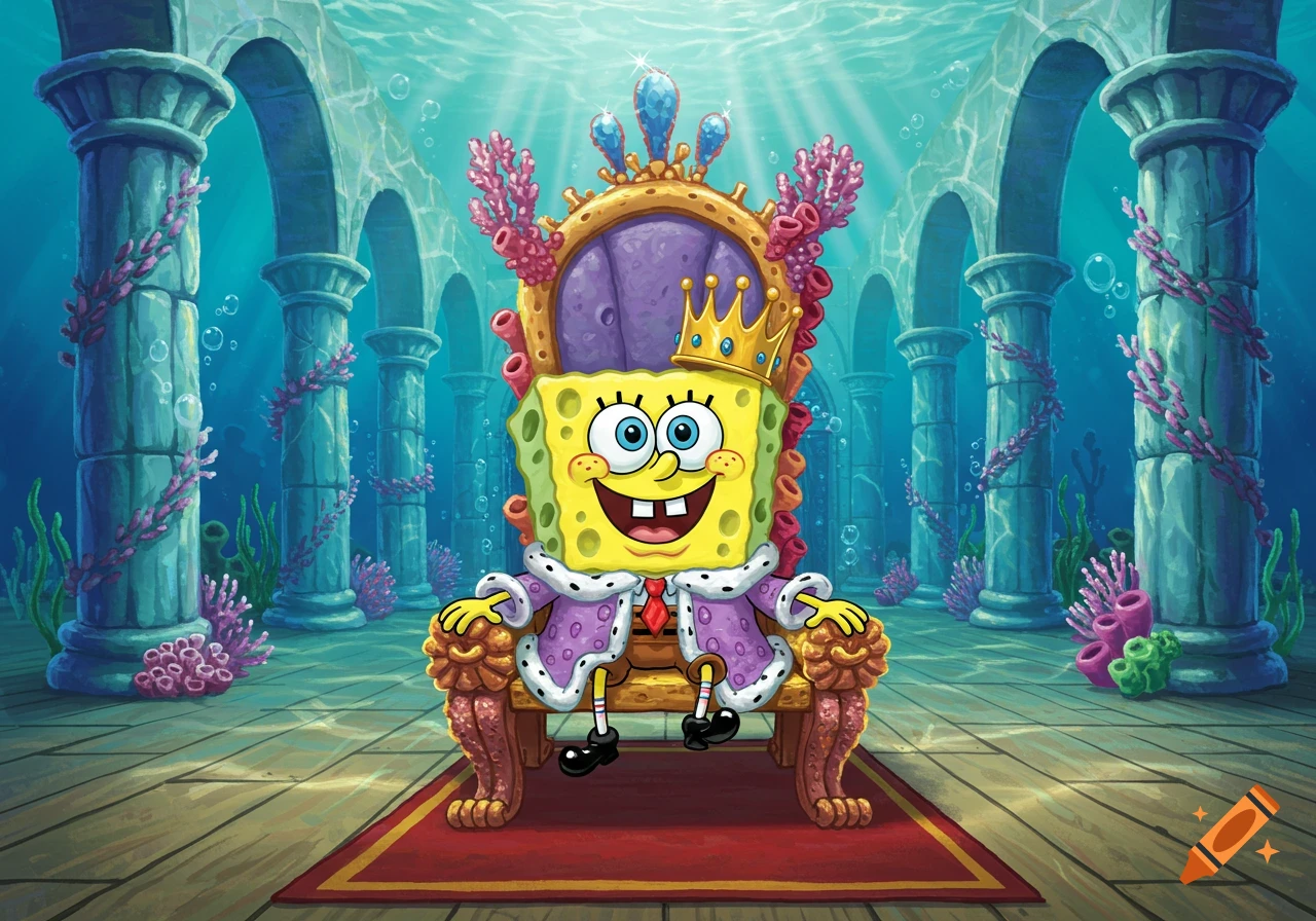 Spongebob in knight armor holds a glowing spatula and a shield ...