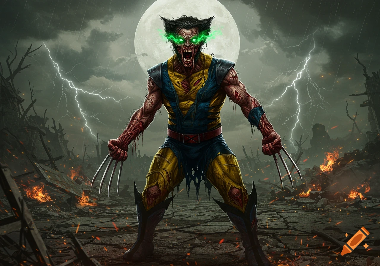 Wolverine and Spider-Man dynamically fight in a murky swamp with mossy ...