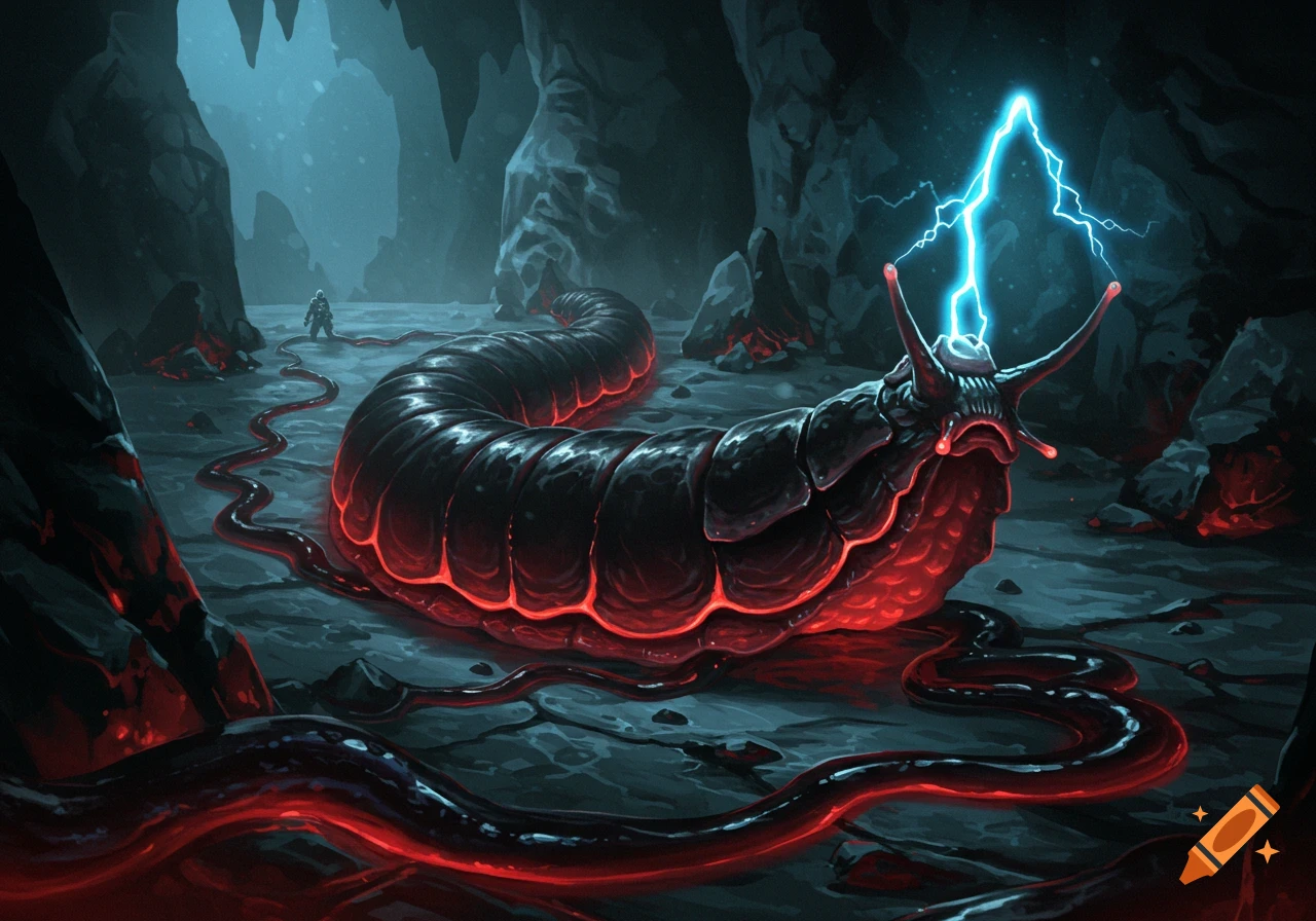 Red thorny vines snake through a stone archway, leading to sunlit ...