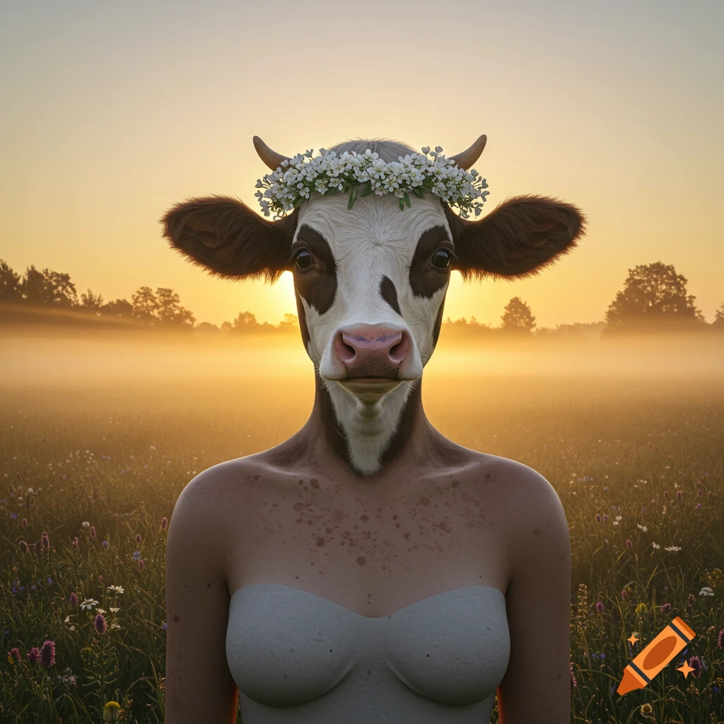 Cow wearing a top hat in colored pencil style drawing on Craiyon