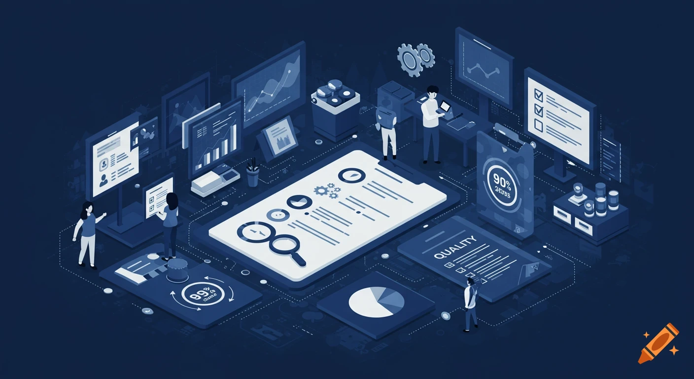 A minimal vector illustration of a floating UI card with placeholder ...