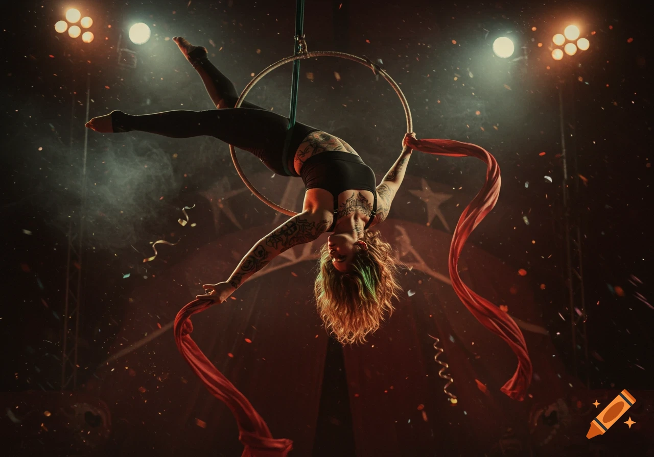 Brunette woman in a pink latex crop top and black latex leggings doing ...