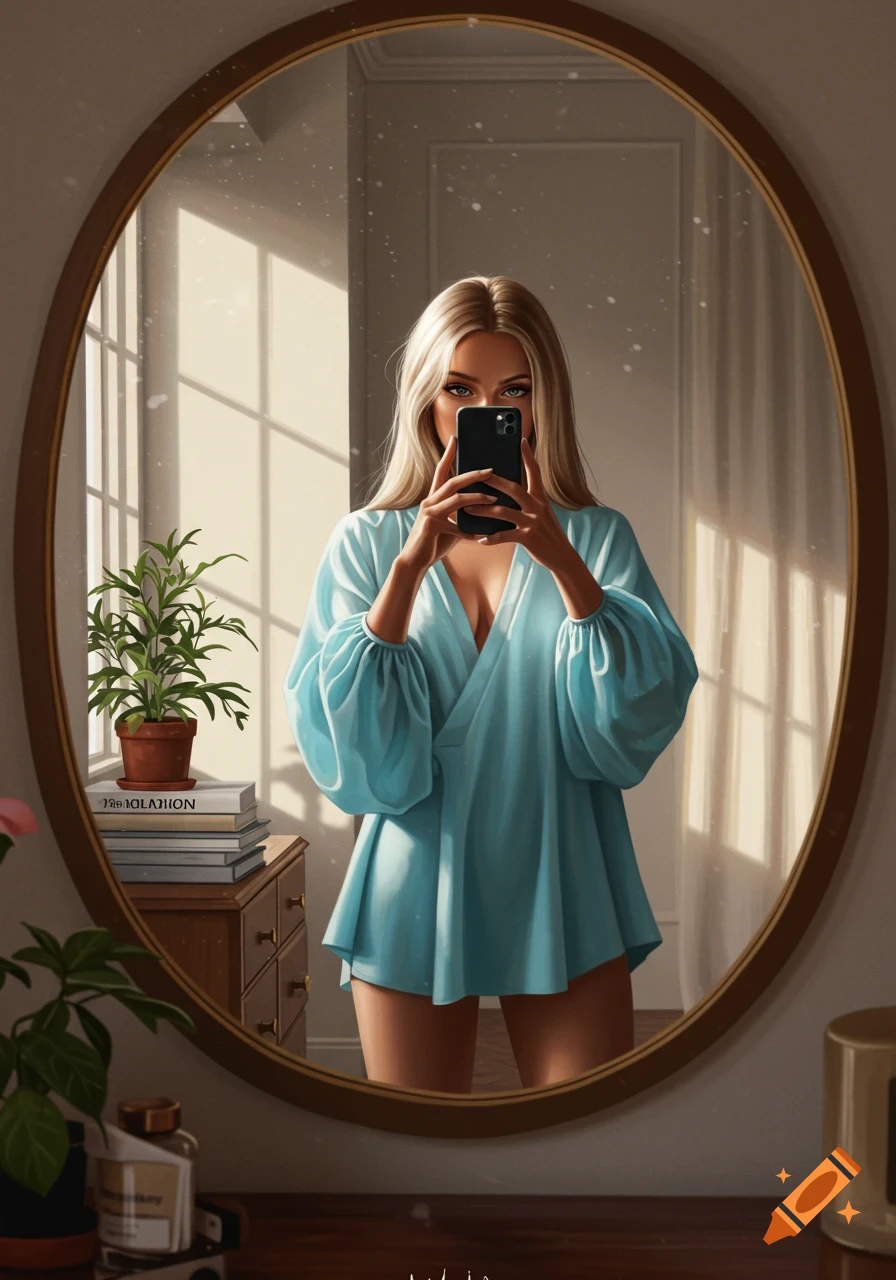 Two angry blonde women in blue tops, short skirts, and black pantyhose ...