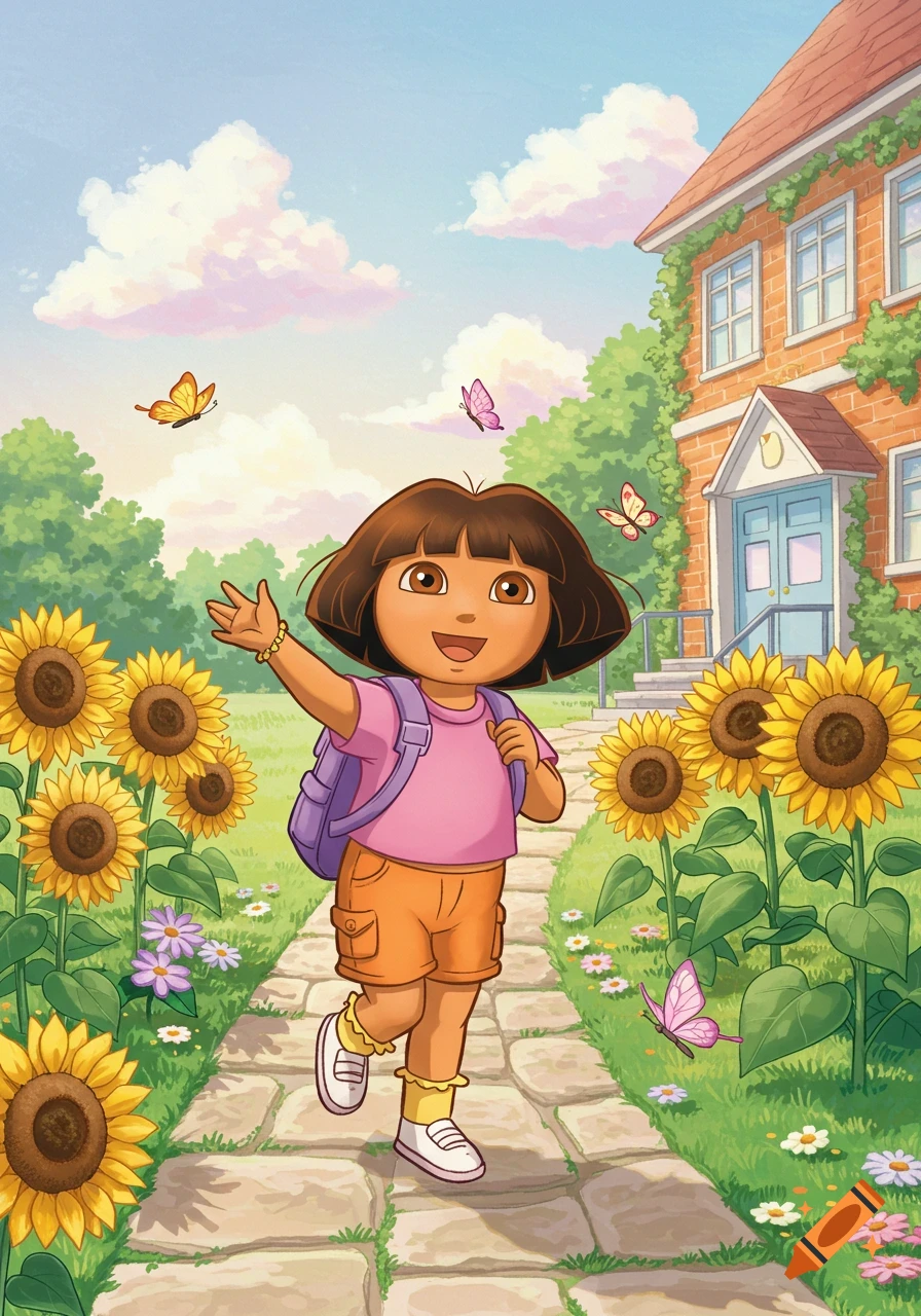 Dora the Explorer and Boots the monkey, wearing red and blue astronaut ...