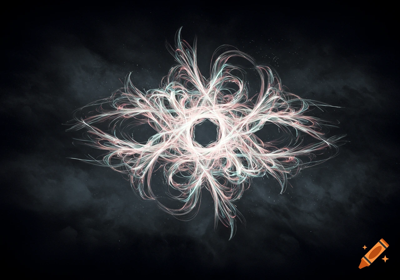 A glowing, amorphous cosmic light mass of stars and particles against a ...