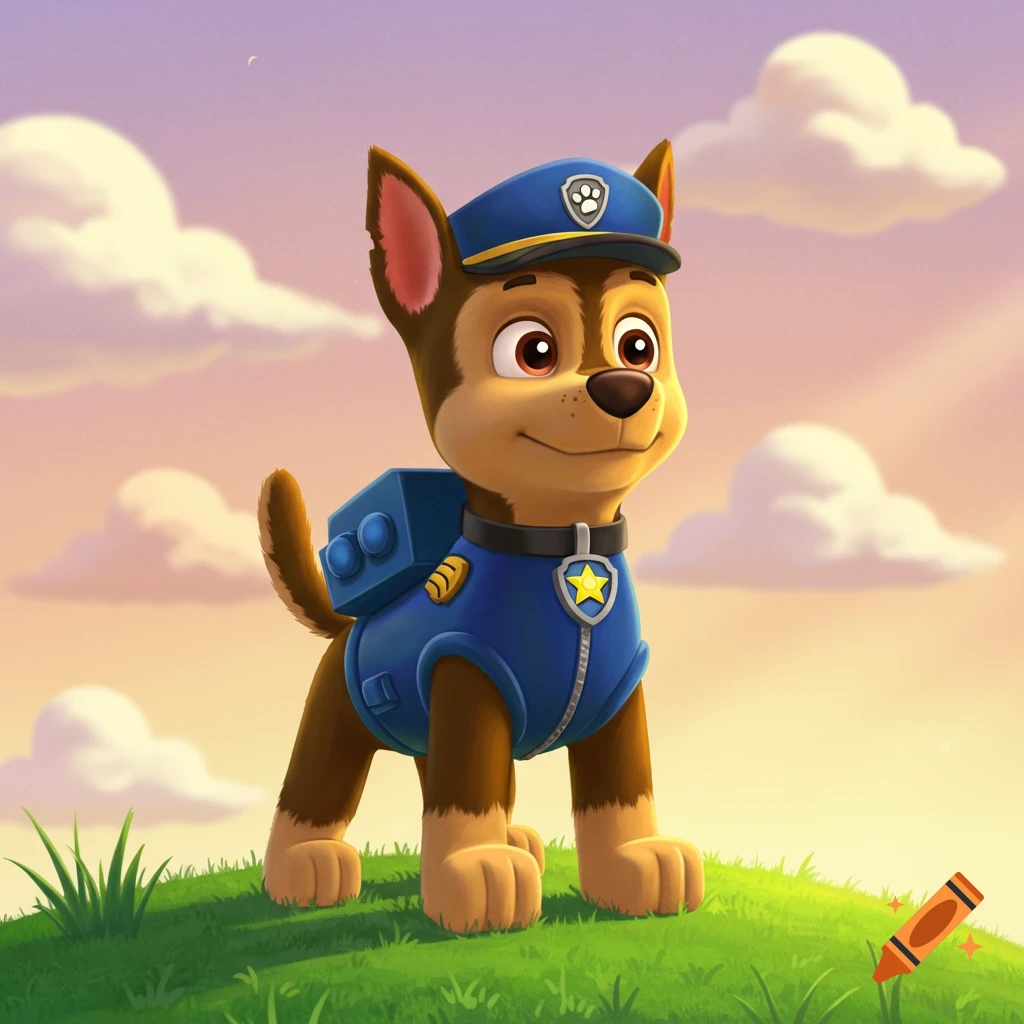 3D animated Skye from Paw Patrol as a pink balloon, floating over a ...