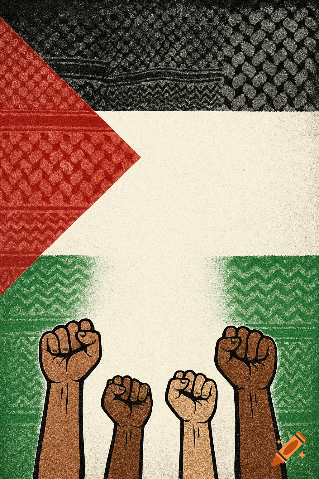 Illustration of the Palestinian flag with keffiyeh patterns and four ...