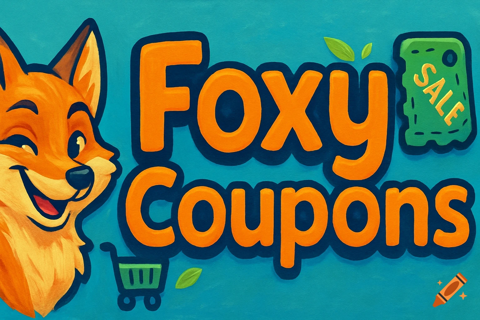 A colorful cartoon logo on a blue background with a winking orange fox ...