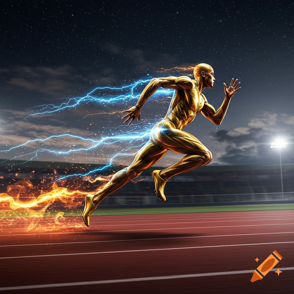 A male runner in a blue uniform finishes a marathon race in a city ...