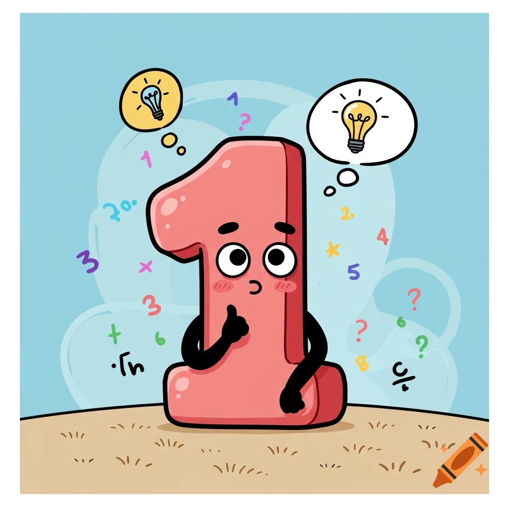 A messily drawn, colorful box filled with crayons, with 'One' written ...