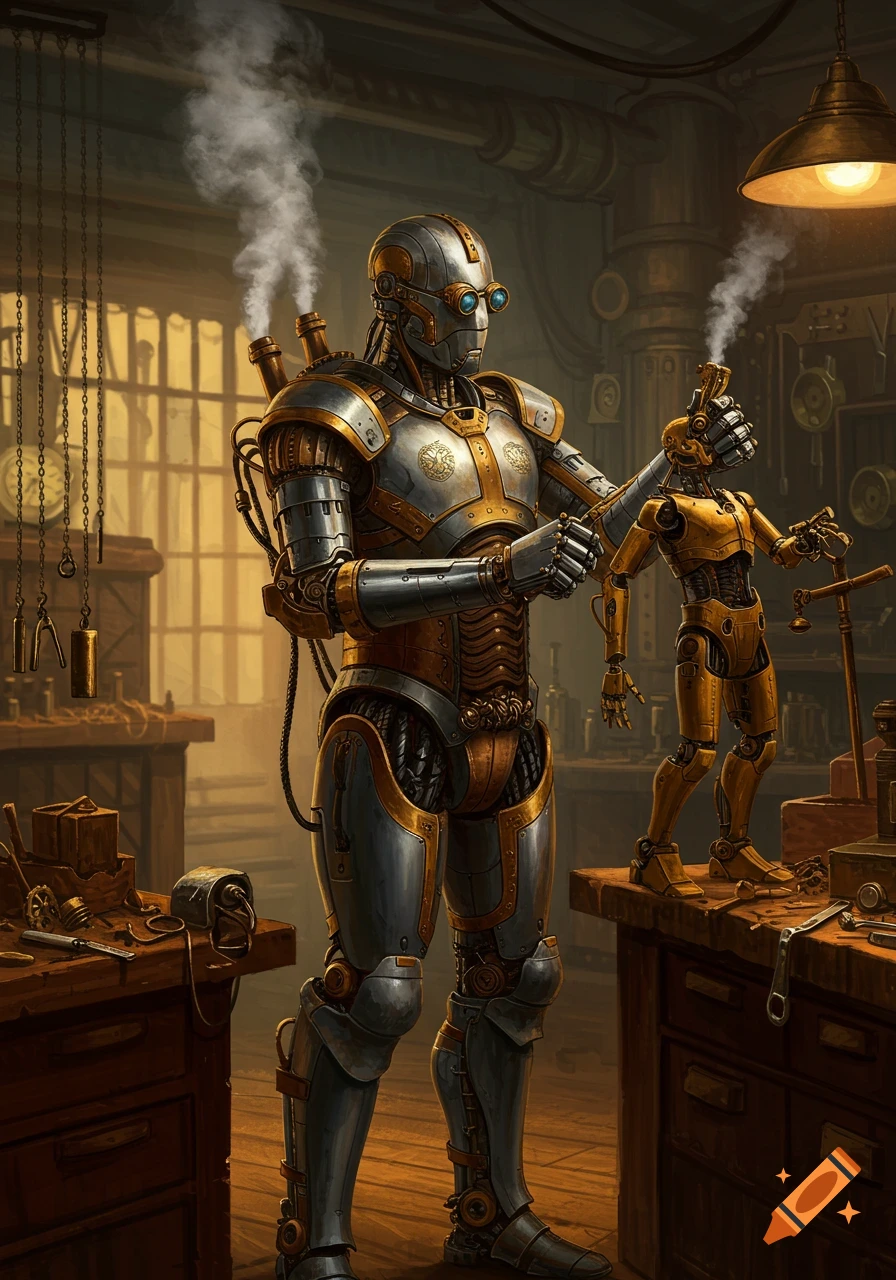 An elaborate steampunk time machine, made of bronze and copper, sits in ...