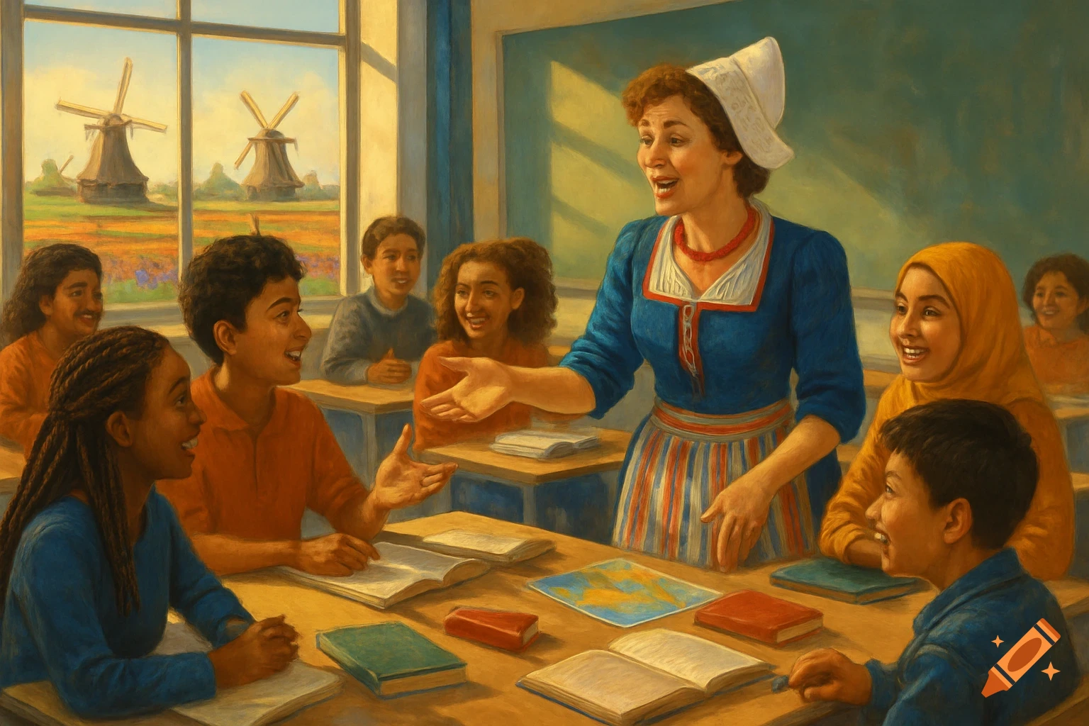 Drawing of five people in traditional costumes from Austria ...