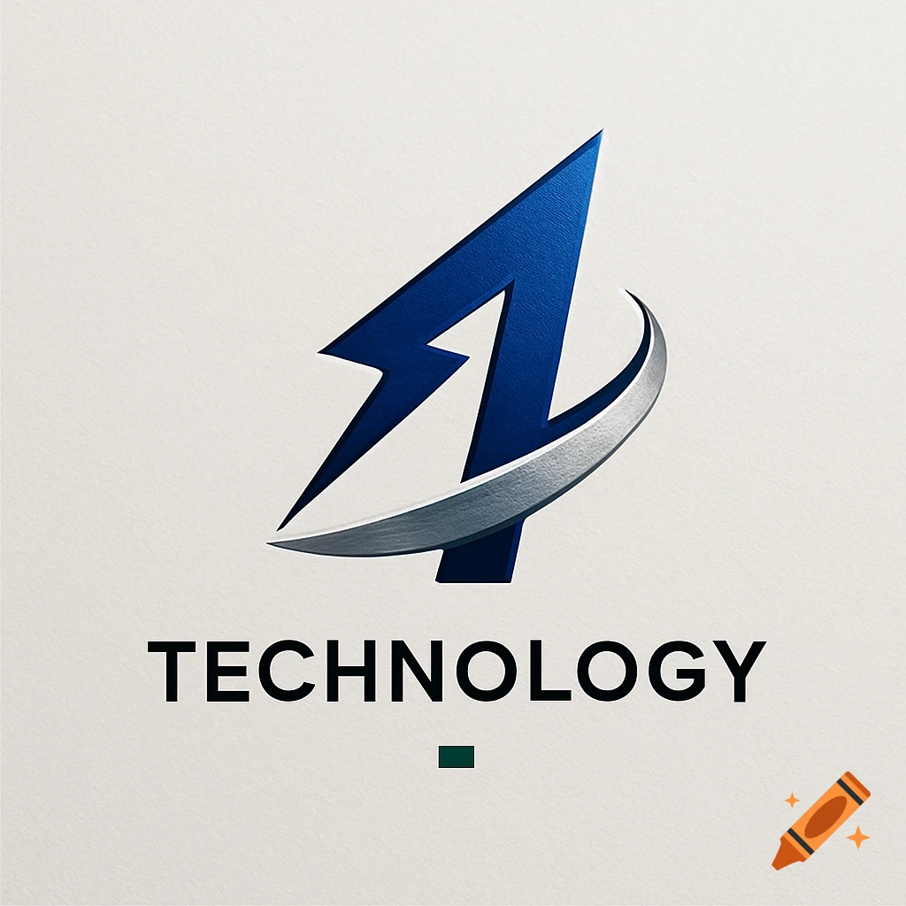 The word "TECHNOLOGIE" in glossy gray 3D lettering with a shadow on a ...