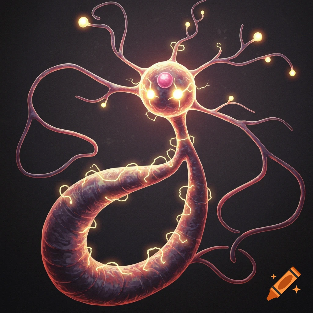 A stylized neuron-like Pokémon creature with a glowing body, electrical ...