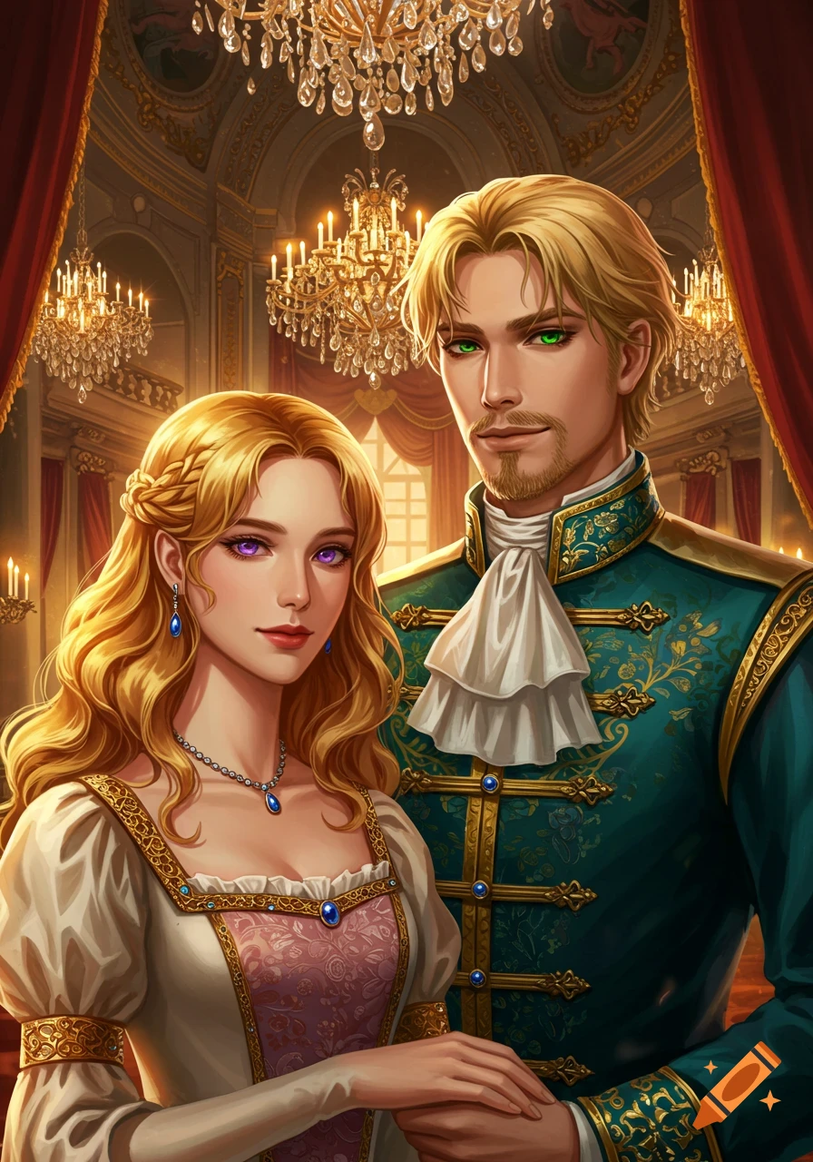 Anime royal family portrait featuring a king, queen, and baby princess ...