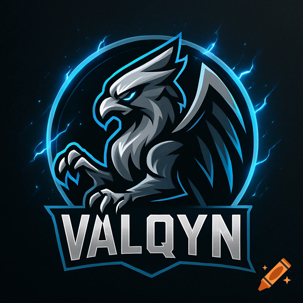 A stylized blue devil mascot logo with glowing eyes and horns, text ...