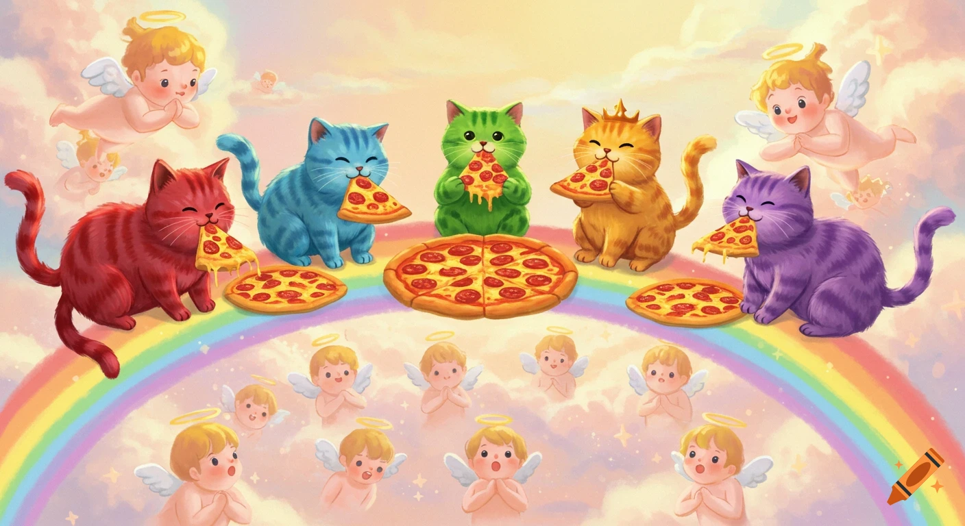 Two angry cartoon wolves fight over a giant golden gummy bear on a ...