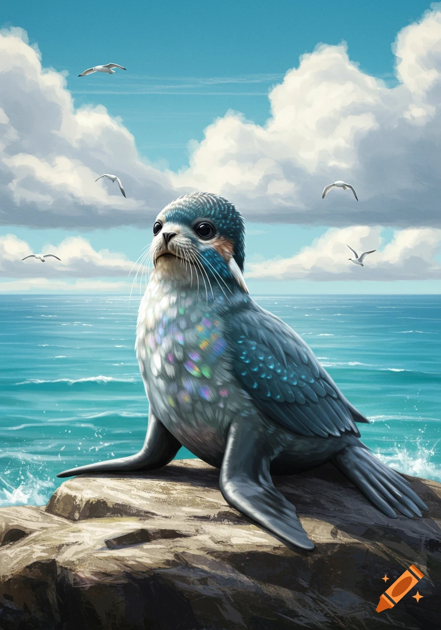 Cute baby seal wearing a Santa hat on snow with "Merry Xmas Kaden ...