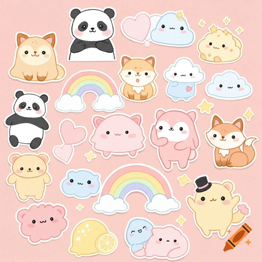 Cute cartoon pink seal on a price tag with confetti on a purple ...