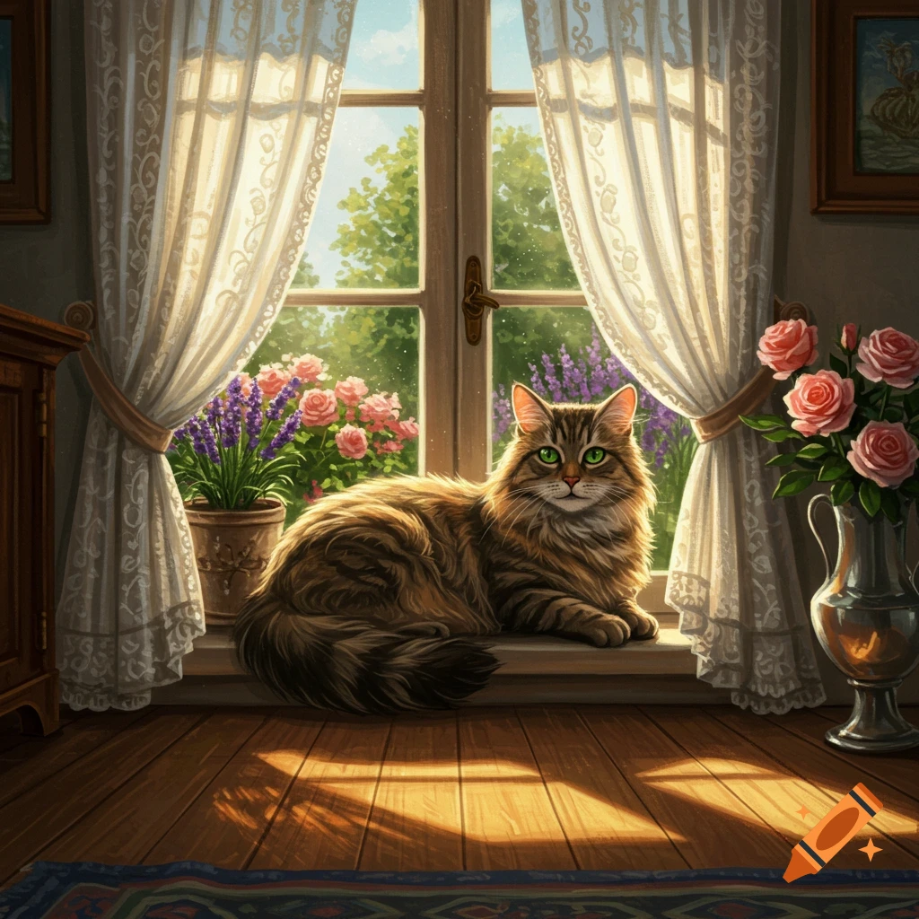 A grey and white tabby cat with green eyes wears a blue hat, sitting on ...