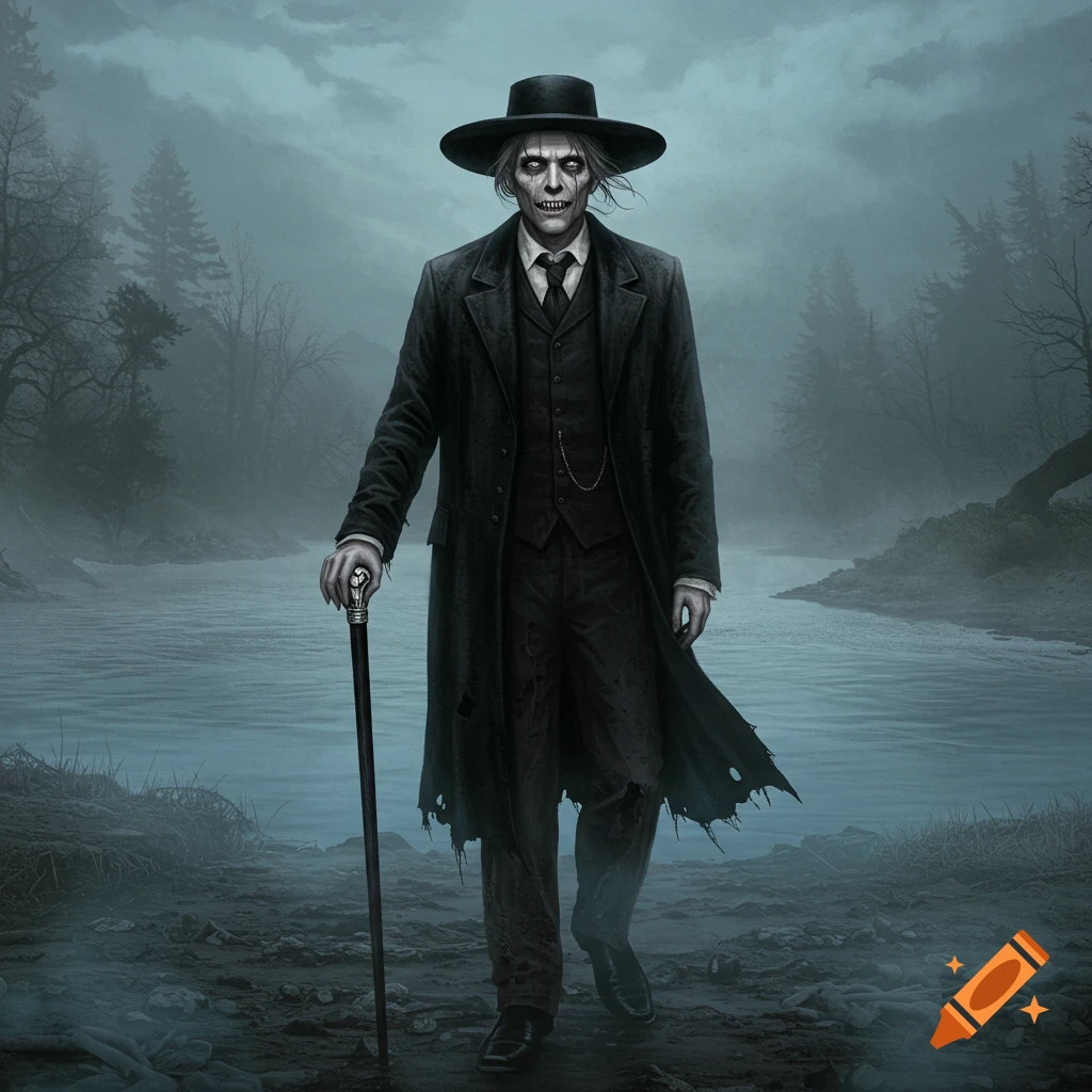 A black and white charcoal drawing of a stylized gnome in a wizard hat ...