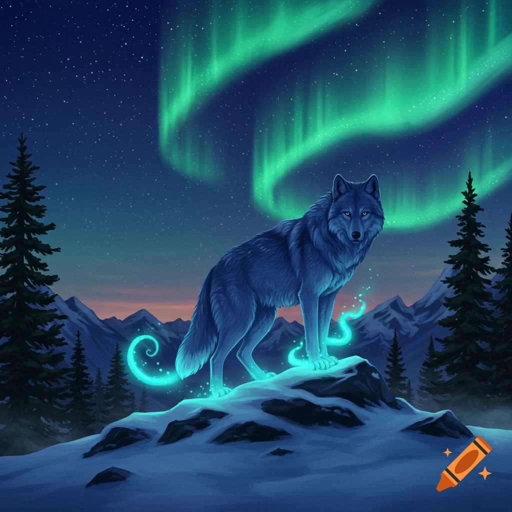 Blue+wolf created on Craiyon