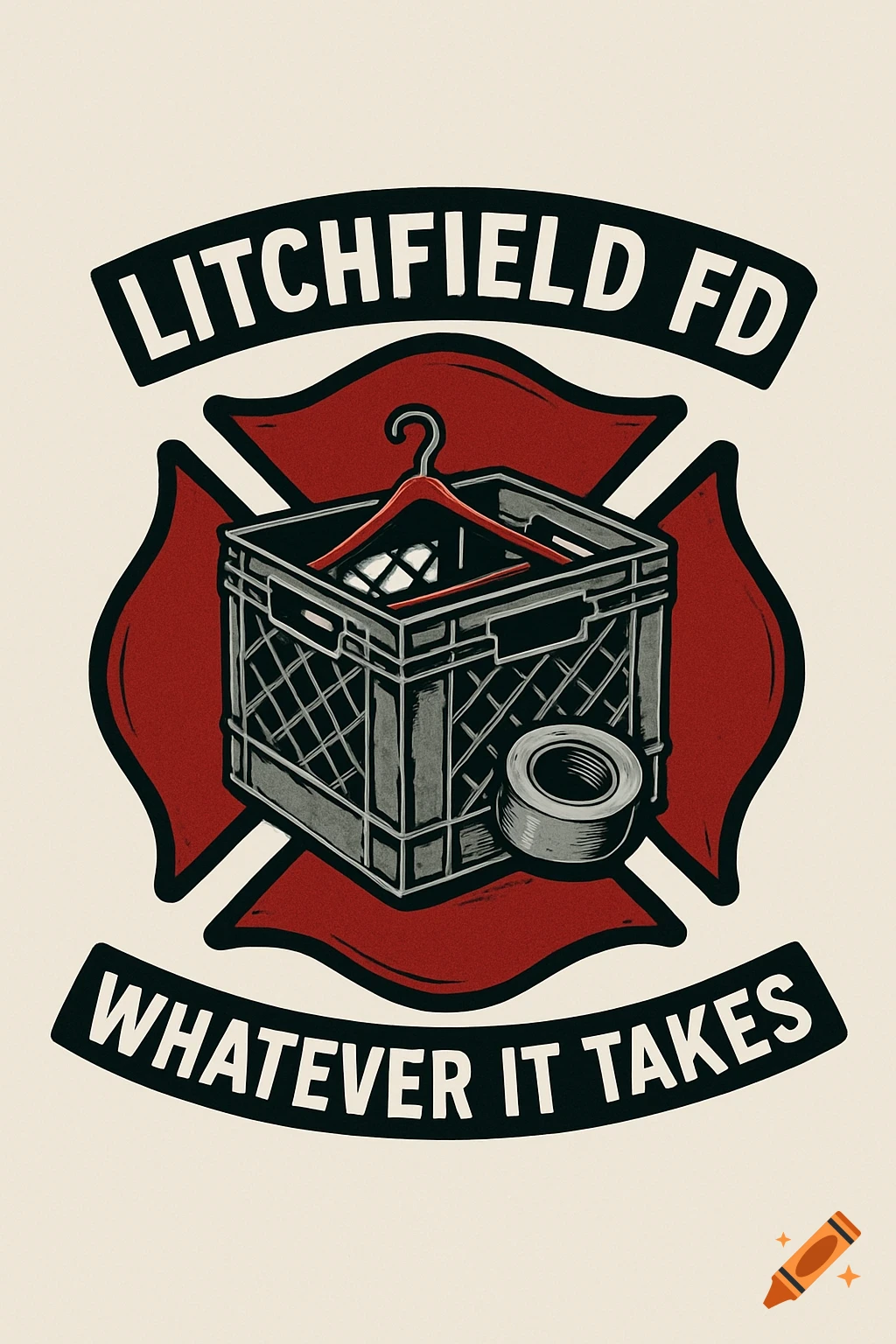 Litchfield FD fire department logo featuring a red Maltese cross with a ...