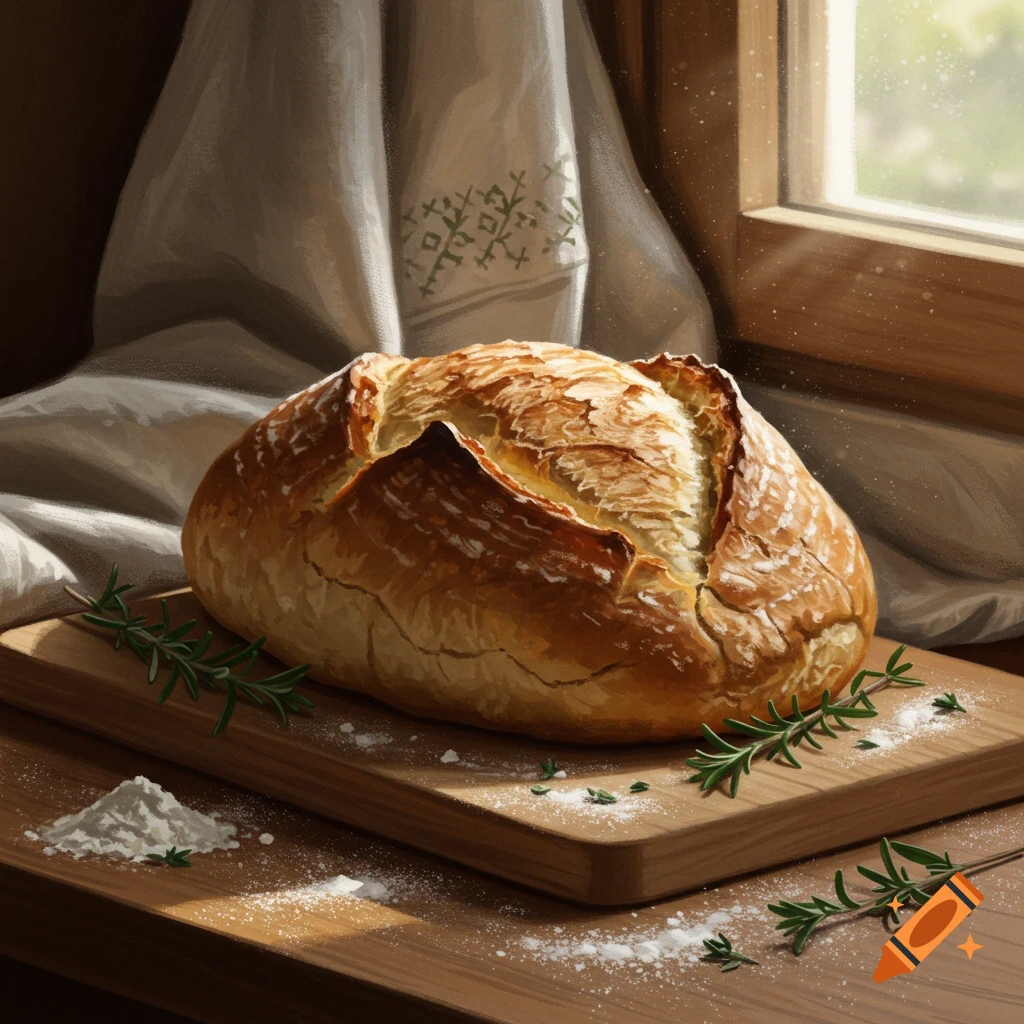 Photorealistic still life of gabagool, rosemary, bread, grapes, and ...