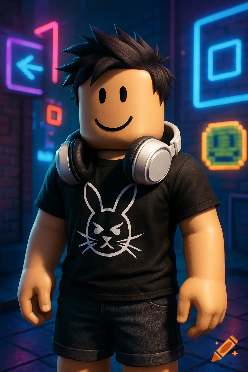 A stylized 3D Roblox R6 blocky character holds a gun with a laser ...