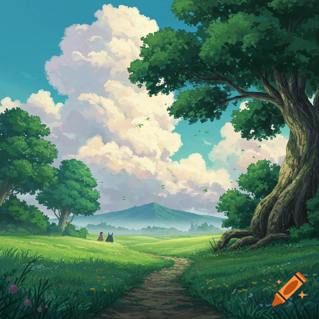 Grassy plains flatland wide view in MTG art style on Craiyon