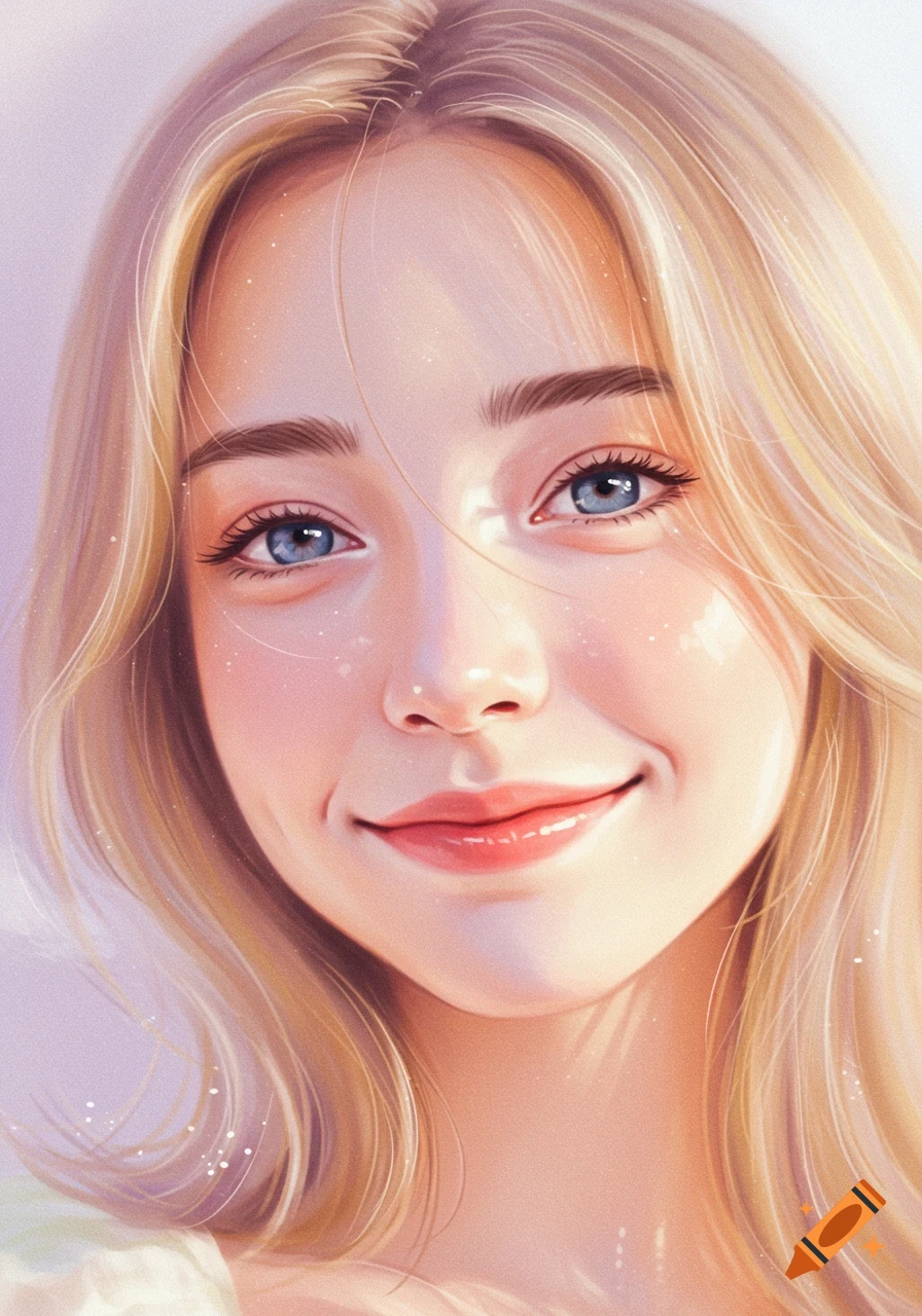 Close-up cartoon portrait of a girl with long black hair, brown ...