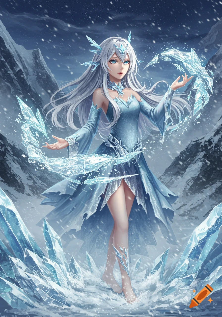 Three-panel anime illustration of a young woman in a snowy landscape ...