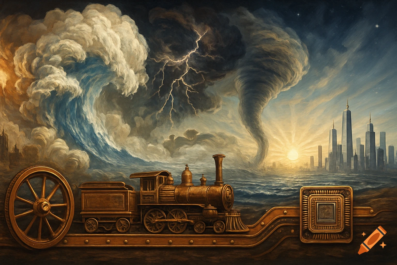 Wealthy men in suits look out from a train at indigenous farmers ...