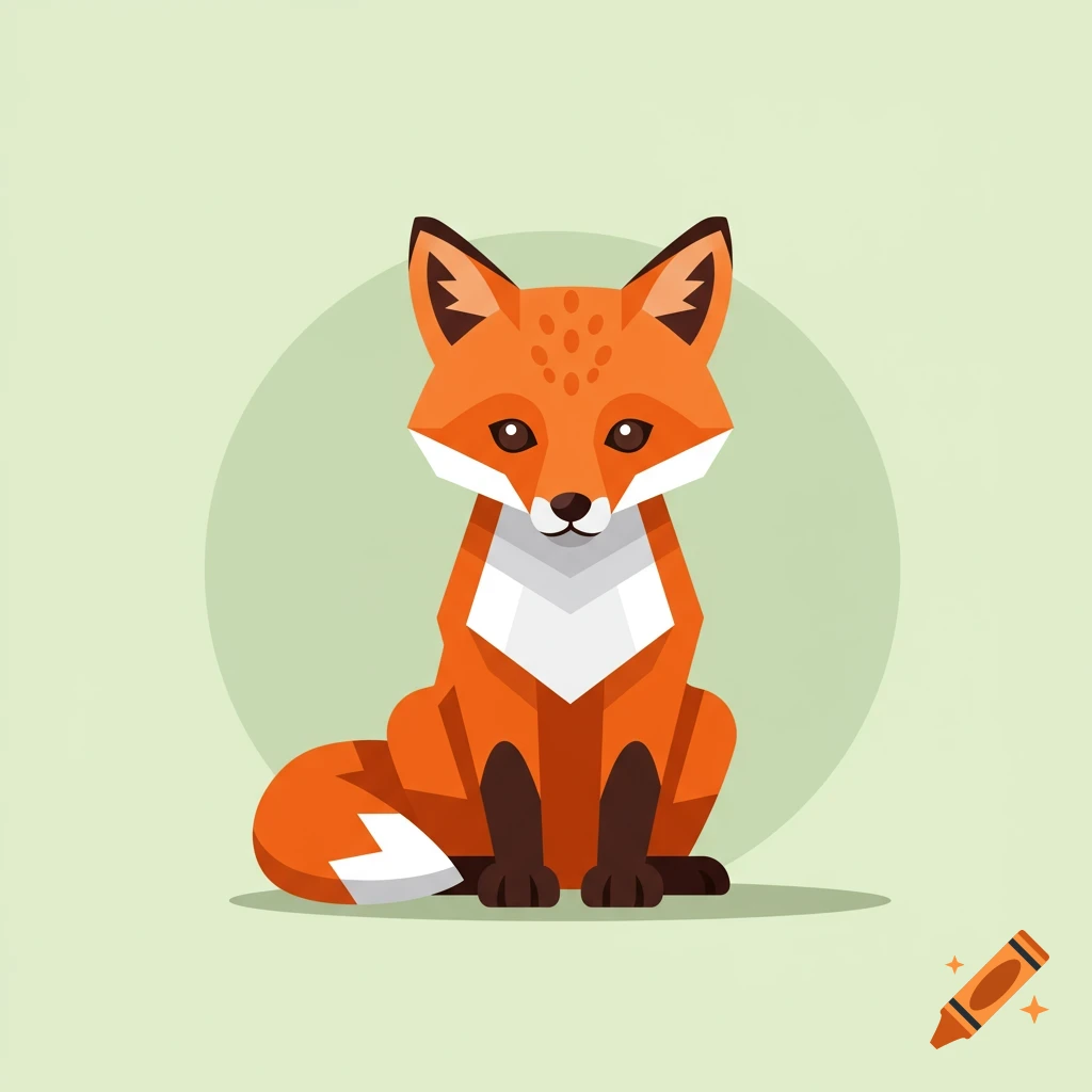 A stylized red fox with fiery orange fur and a white chest, standing ...