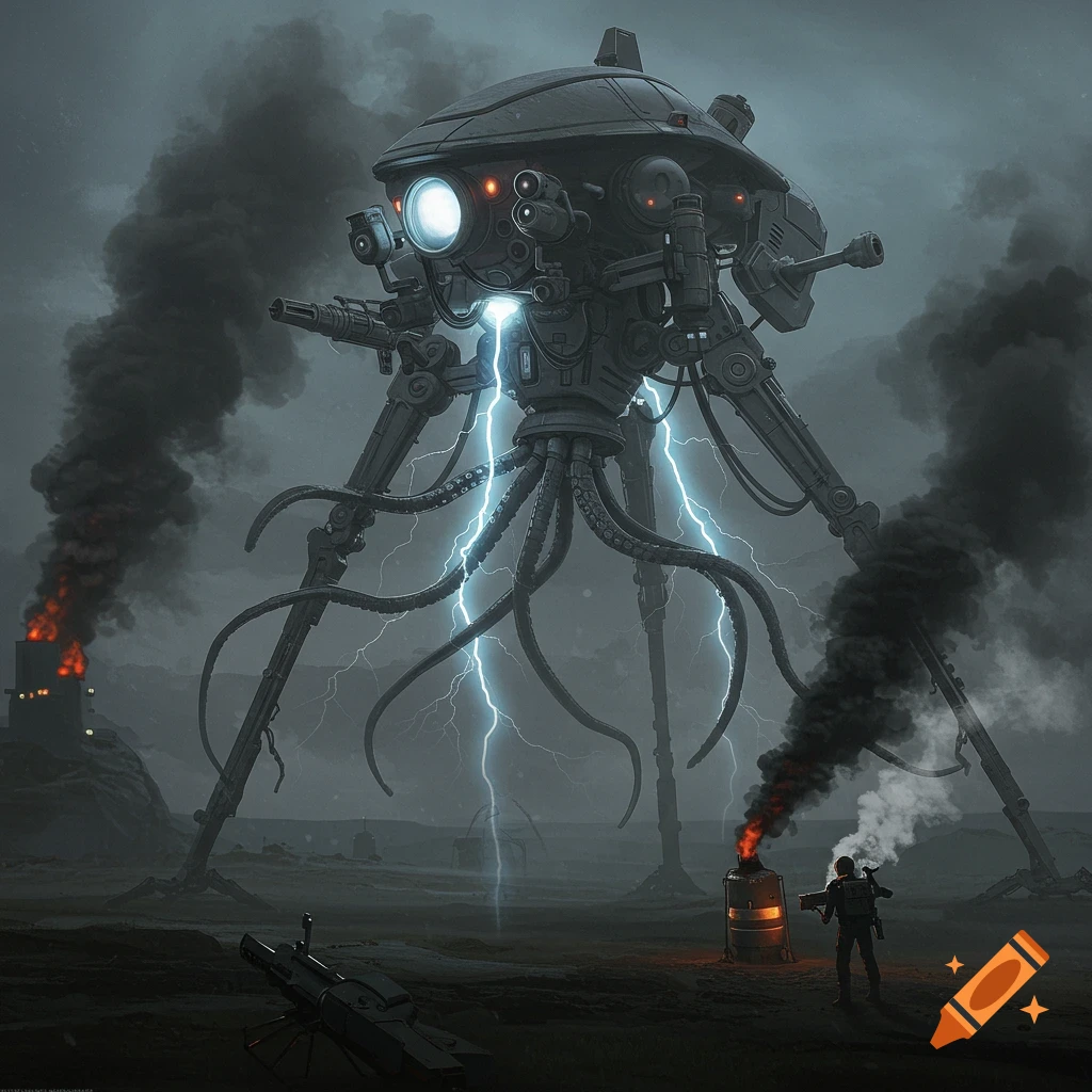 Soldiers in black tactical gear and goggles battle giant iridescent ice ...