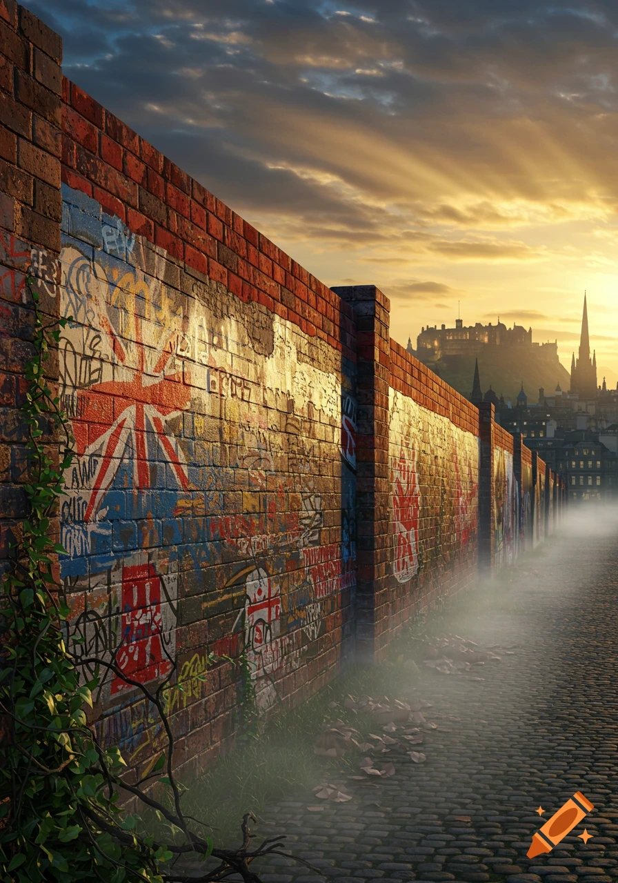 An illustrated red fox with a white chest lies on a cobblestone ...