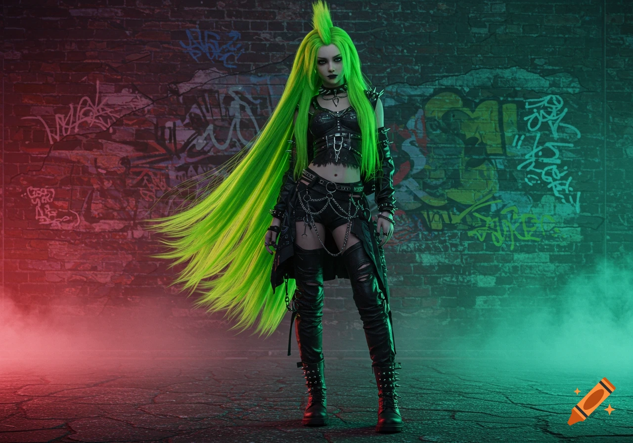 Happy ginger woman with curly hair and a pink bow, wearing a blue satin ...